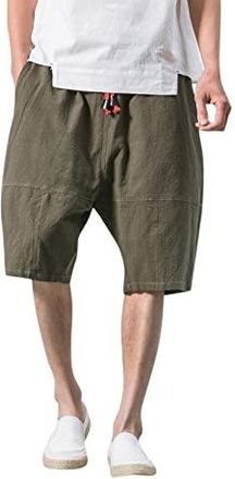 Generic liaddkv Pantalon de loisirs pour homme - En coton et lin - Pantalon bouffant - Pantalon de yoga - Pantalon large - Court - Extra long - Pantalon de jo