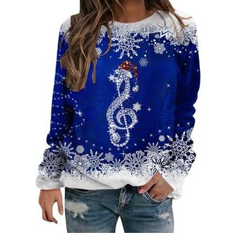 Generic Pull de Noël 2025 pour femme - Pull de Noël amusant et moche - Imprimé graphique festif - Manches longues - Style décontracté - Pour les fêtes de fin 