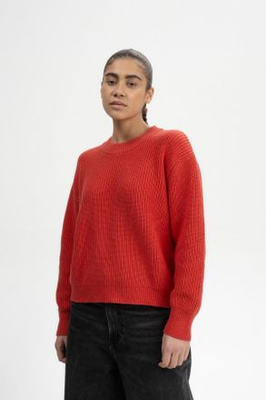 Mela Damen vegan Rippstrickpullover Adah Red Apple Melange
