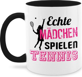Shirtracer Tasse Tassen 325ml - Statement Sprüche - Echte Mädchen spielen Tennis schwarz - 325 ml - Schwarz - spruch kaffeebecher mit sprüchen teetassen kaffeeta