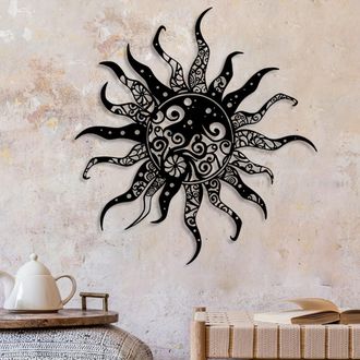 Generic Wanddeko aus Metall Himmlische Mandala Wandskulptur Sonne & Mond im keltischen Boho Stil 40 x 38 cm (15,7 x 15 Zoll) F&uuml;r drinnen und drau&szlig;en geeignet 