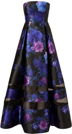 Adrianna Papell Abendkleid Strapless Organza Gown Auff&auml;lliges, florales Mikado-Ballkleid