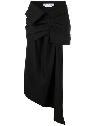 Off-white jupe asym&eacute;trique &agrave; plis marqu&eacute;s - Noir