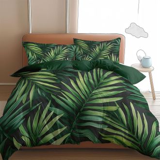 Generic Gr&uuml;n Bettw&auml;sche-Sets 155 x 220 cm f&uuml;r Kinder Jungen M&auml;dchen Jugendliche, Tropische Palmbl&auml;tter Bettbezug - Weiche und Angenehme Mikrofaser-Bettbez&uuml;ge 
