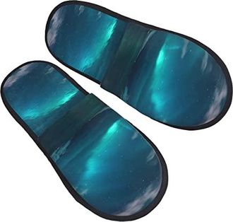 Generic Chaussons Aurore Boréale Du Nord Épais Pantoufles Doux Slippers Pour De Camping Hiver DIntérieur M