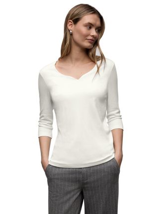 Street One Shirt mit Herzausschnitt Off White 34