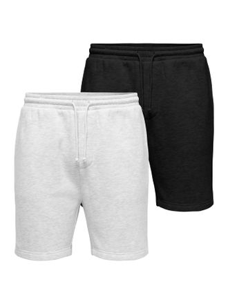 Only & Sons Shorts ONLY & SONS ONSCHASE REG SWEAT SHORTS 2-PACK OTL, Herren, Gr. XXL, N-Gr, schwarz pack:1 x schwarz 1 x lgm, Web, Obermaterial: 52% Baumwolle, 48