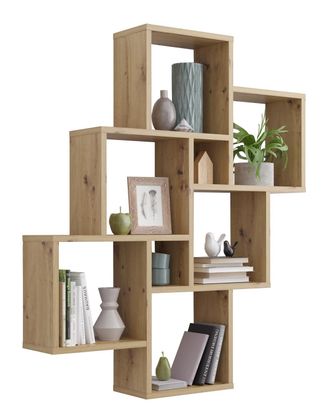 JACK Wandregal mit 8 F&auml;chern - Artisan Eiche - 82 x 95 x 15,5 cm - H&auml;ngeregal K&uuml;chenregal W&uuml;rfelregal Aufbewahrungsregal