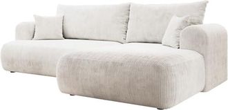 Selsey Ecksofa Rechts mit Schlaffunktion und Bettkasten 142x210 cm Wei&szlig; Bonellfederkern, Abnehmbare Kissen Modular 4er Couch Schlafsofa Kleines Sofa f&uuml;r Wohn