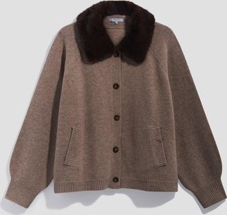 Gerard Darel Gilet en cachemire et col en fausse fourrure - ROSALBA - Beige