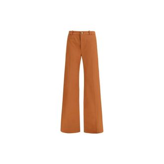 Chlo&eacute; Pantalon &Eacute;vas&eacute; en Coton - Femme - Pantalons - Brun - Taille: 36 FR