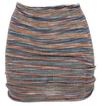 Guru Shop Minirock, Boho Strickrock, Ethnorock - Rostorange/taubenblau, Damen, Baumwolle