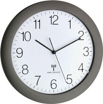 TFA Dostmann Radio contrôlée horloge murale TFA 60.3512 Silent Mouvement de balayage 300 mm (gris)
