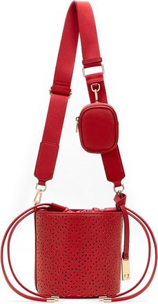 Oltre Femme, Sacs, Rouge, Taille: ONE Size Small Perforated Bucket Bag