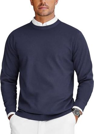 Coofandy Pull pour Homme Pull Tricoté col Rond Sweat à Manches Longues Hiver Chaud Pulls Décontractés Pullover Fin Sweatshirt sans Capuche Bleu Marine 3XL