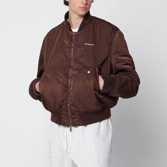 Off-white Braune Bomberjacke mit Rei&szlig;verschluss aus technischem Material