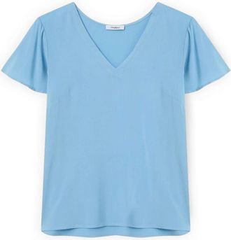 Motivi V-Ausschnitt-Bluse mit ausgestelltem &Auml;rmel - - Blouses & Shirts - Damen - Blau - XS