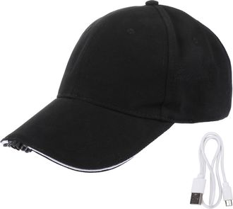 Soimiss Led Leuchten Hut Basecap Mit Led Licht Baumwollm&uuml;tze Verstellbare Schirmm&uuml;tze Baseballm&uuml;tze Dunkle Farbe Leuchtende Kopfbedeckung