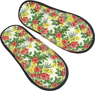 Generic Pantoufles En Feutre Feuilles Tropicales Et Fleurs Lavables Accueil Pantoufles Chaud Maison Slippers Pour Automne Int&eacute;rieur Chambre M