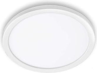 Telefunken LED Au&szlig;enwandleuchte, Au&szlig;enwandlampe 1-flammig, Backlight Effekt, 15 Watt, 2.000 Lumen, 4.000 Kelvin, IP44, Wei&szlig;, Rund, &Oslash; 28cm