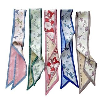 Generico &Eacute;charpe en soie &eacute;troite 6,5x81 cm, ruban de style cor&eacute;en pour sacs, bandeaux pour cheveux et printemps &eacute;t&eacute;, 5 pi&egrave;ces., taille unique