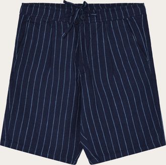 Knowledge Cotton Apparel Herren vegan Shorts Herren Fig Loose Leinen Blau Gestreift