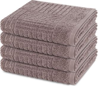 ROSS 4er Set Handt&uuml;cher Carre - 50x100 cm, Walkfrottee aus 100% Baumwolle, 520 g/m&sup2;, Hoch-Tief-Struktur, weich & saugstark - Flauschige Frottierhandt&uuml;cher 