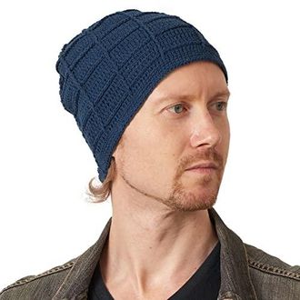 Charm by Casualbox Bonnet Homme Chapeau Femme Ete - Beanie Type Beret Chimio 100% Coton Crochet pour Peau Sensible Tricot Fait Main Unisexe Bleu