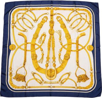 Herm&egrave;s T&uuml;cher & Schals - Hermes Classic Gaucho Silk Carre 90 Scarf Tuch - Gr. unisize - in Blau - f&uuml;r Damen