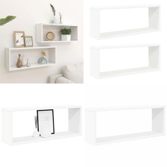 vidaXL W&uuml;rfelregale 2 Stk. Wei&szlig; 60x15x23 cm Holzwerkstoff - Wand Regal - Holzregal - Wohnwandregal - Wei&szlig;es Regal - Badezimmerregal - Home & Living