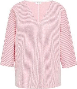 s.Oliver 3/4-Arm-Shirt T-Shirt Shirt mit Strukturstreifen und Fledermaus&auml;rmeln
