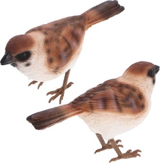 Pretyzoom 2 St&uuml;ck Spatzen Dekofigur Kunststoff Gartendekoration Wohnkultur F&uuml;r Schreibtisch Und Garten