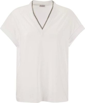 Brunello Cucinelli Femme, Tops, Blanc, Taille: 42 FR T-Chemises