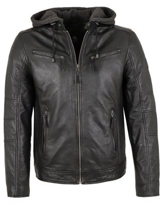 Otto Kern Lederjacke Lando/M OTTO KERN - Herren Lederjacke Kapuze Lammnappa schwarz