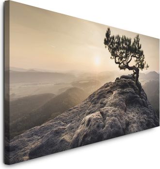 Paul Sinus Art GmbH Sächsische Schweiz 120x 50cm Panorama Leinwand Bild XXL Format Wandbilder Wohnzimmer Wohnung Deko Kunstdrucke