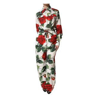 Dolce & Gabbana Femme, Combinaisons et Ensembles, Multicolore, Taille: 36 FR Robe Combinaison en Coton à Imprimé Floral