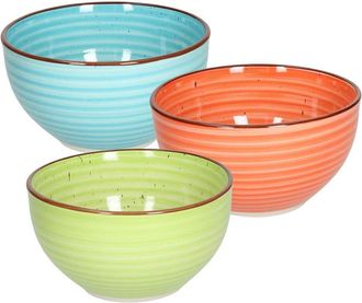 Tognana 3er Set Müsli-/ Obstschalen aus der Serie Louise Art & Pepper, bunt, mit einem Durchmesser von 14 cm, aus Steinzeug