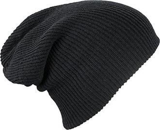 Myrtle Beach Bonnet Long tricoté décontracté (Black)