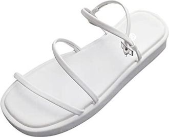 Generic Sandales &agrave; plateforme pour femme - Sandales tendance pour la f&ecirc;te des m&egrave;res - Bout ouvert - Boucle confortable - &Eacute;pais - Plates - Confortables - Antid