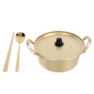 Yarnow Binauraler Ramen Topf 9 Aluminium Nudeltopf Mit Deckel F&uuml;r Koreanische Instantnudeln Kochen Und Erw&auml;rmen Leicht Zu Reinigen Suppentopf F&uuml;r K&uuml;che