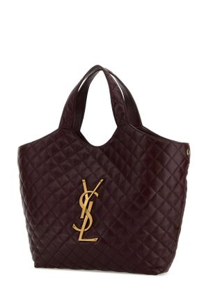 Saint Laurent Womens Aubergine Nappa Leather Icare Shopping Bag Hotwine Borse A Mano
