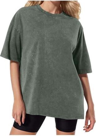 Generic Tunique occidentale pour femme, coupe ample, tendance, coupe ample et longue, tunique &agrave; &eacute;paules tombantes 2025, tunique d&eacute;contract&eacute;e pour sortir, t-sh