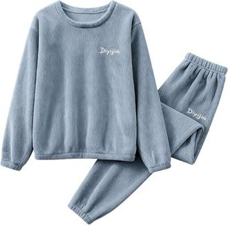 Generic Ensemble de pyjama pour femme &agrave; manches longues en polaire - Ensemble de pyjama pour femme &agrave; manches longues pour lhiver - Pyjamas dhiver confortables