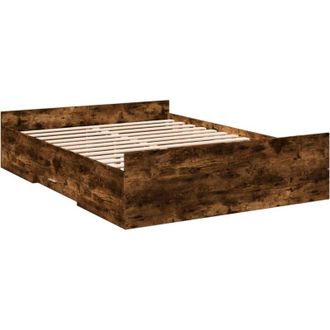 vidaXL Bettgestell mit Schubladen R&auml;uchereiche 120x200cm Holzwerkstoff Vidaxl
