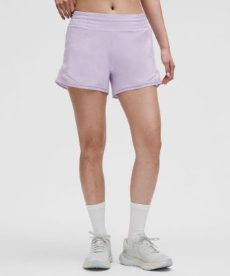 lululemon Hotty Hot Shorts mit Liner und hohem Bund Spitzenbesatz f&uuml;r Frauen - 10 cm - Gr&ouml;&szlig;e 10 in Lavender Frost