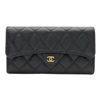 Chanel Portefeuille long Pre-owned Matelass&eacute; (bi-pli) - Femme - Pre-owned - Noir - Taille: ONE Size