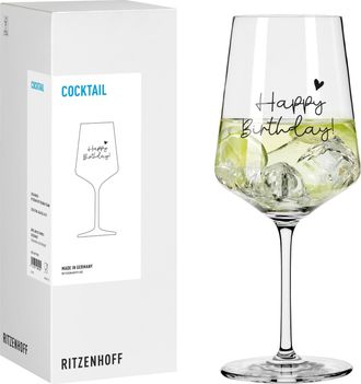 Ritzenhoff 8171021 Cocktail-Glas 500 ml, Serie Sprüche, mit Schriftzug Happy Birthday - modern, Made in Germany