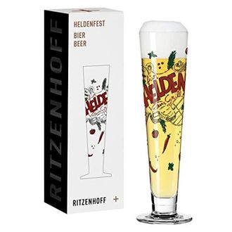 Ritzenhoff Ritzenhoff 1011013 Verre &agrave; bi&egrave;re 330 ml - S&eacute;rie Heldenfest, Motif n&deg; 13 - Pour h&eacute;ros sur le barbecue - Rond - Fabriqu&eacute; en Allemagne, Cuivre, Vert, Rou