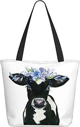 AOOEDM Fleurs et vache (2) sac &agrave; provisions pour femme 13 x 11 x 7 pouces. Le cadeau parfait pour la Saint-Valentin. Cest de la Saint-Valentin pour maman, fi