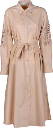 Emma & Gaia Femme, Robes, Beige, Taille: 44 FR Abito chemisier longuette